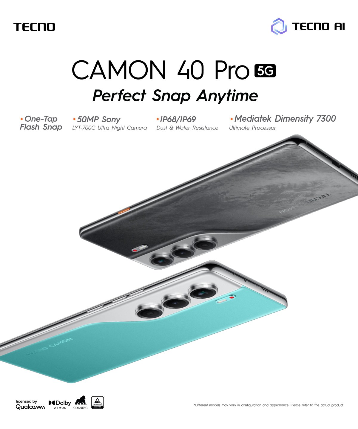 Jual [FLASHSNAP PRO] TECNO CAMON 40 Pro 5G 8+8GB*256 GB, Mediatek D7300 Ultimate, 6.78” FHD+ ...