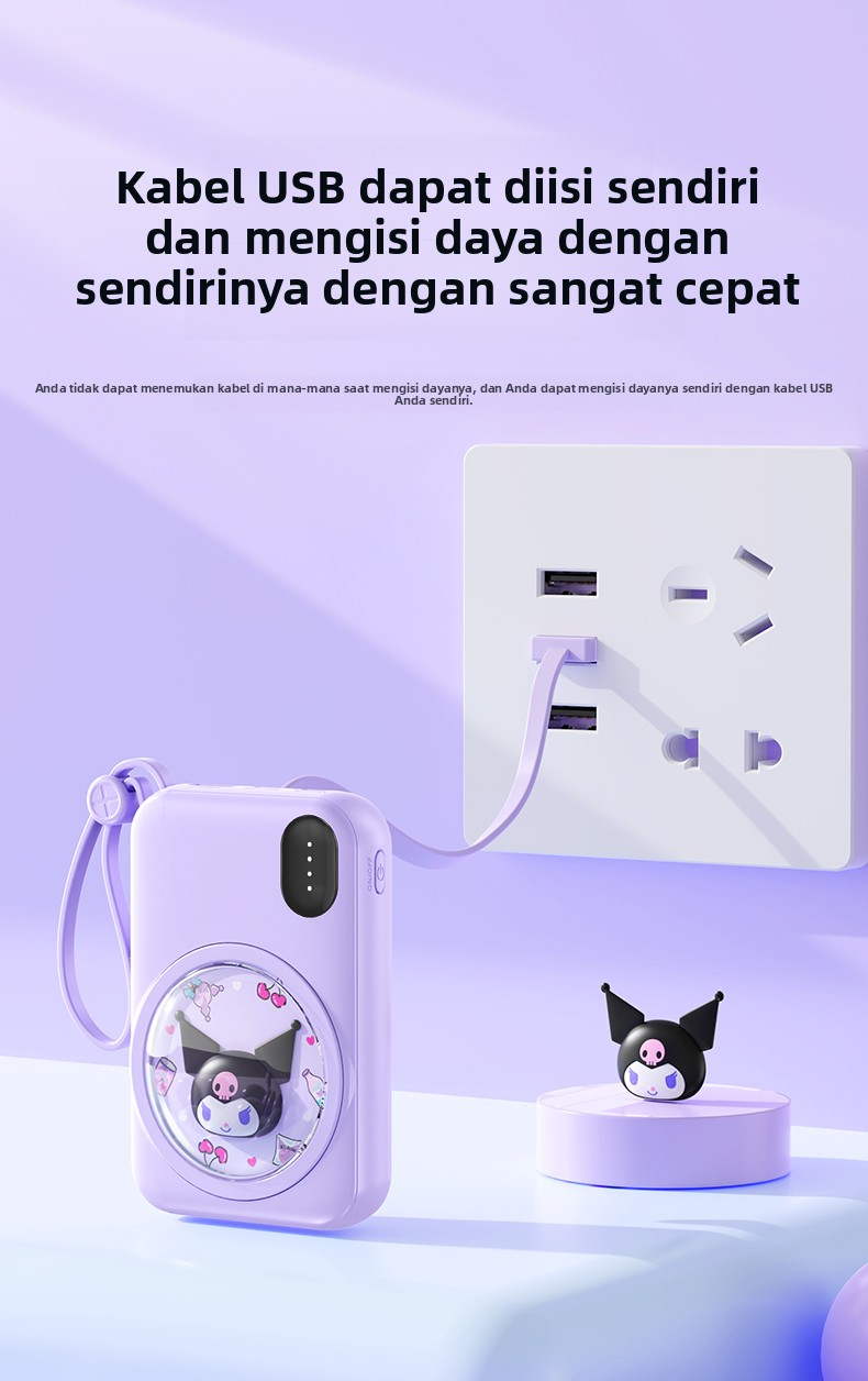 Jual GUKOO POWER BANK 20000mAh FAST CHARGING HELLO KITTY KUROMI Kabel 3in1 Built-in + Desain ...