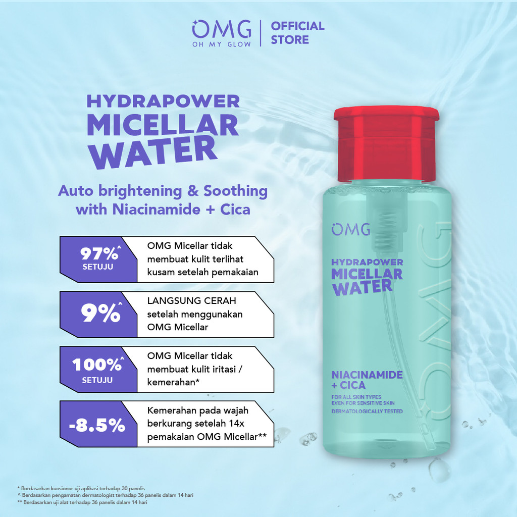 Jual OMG Oh My Glow Hydrapower Micellar Water 65ml and 300ml/Pembersih Make Up | Shopee Indonesia