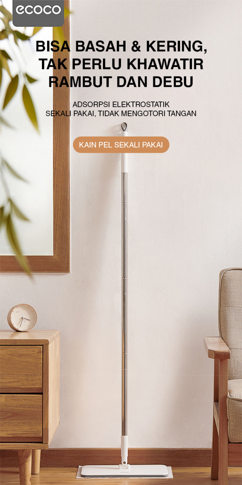 Jual ECOCO Refill Disposable Mop - Kain Pel Basah Kain Pel Kering Kain Pel Pembersih Pel Lantai ...