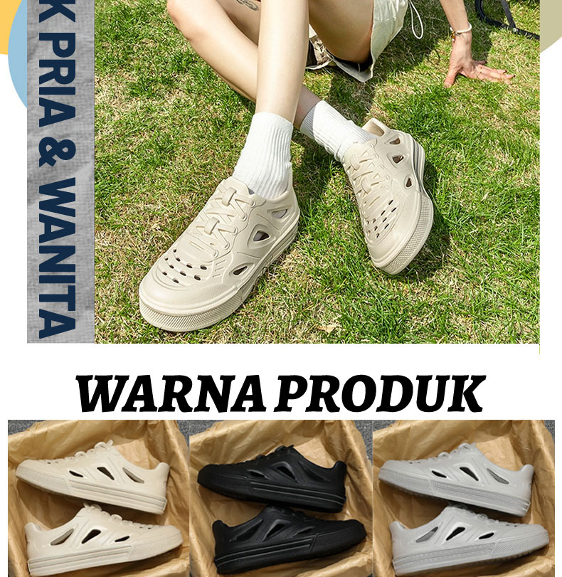 Jual Sendal Sepatu Slip On Clogs Casual Sporty Bahan Karet EVA Empuk ...