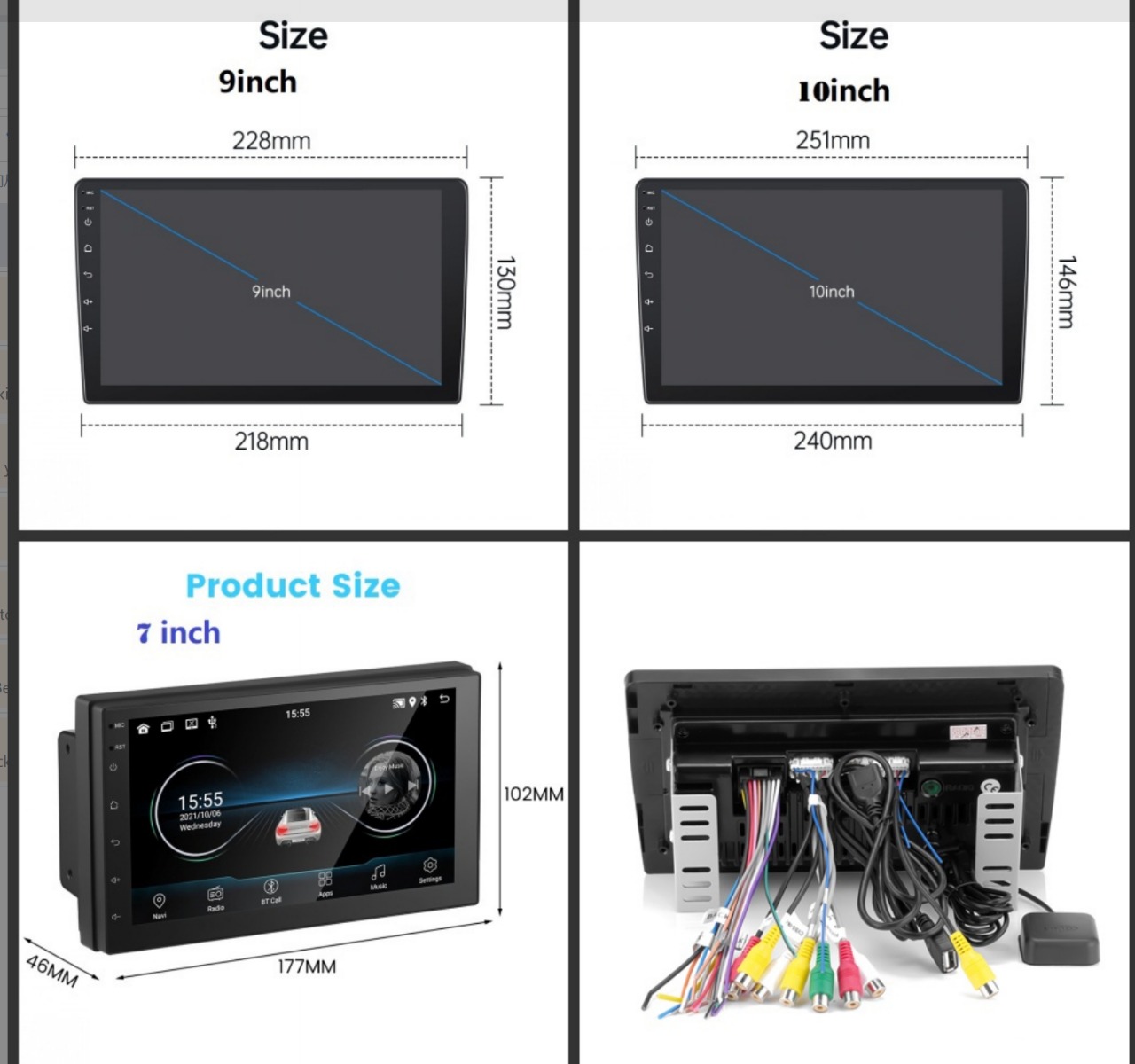 Jual ESSGOO Head Unit Android 14 4GB+64GB 7/9/10 Inch 2Din Wifi GPS Wireless Carplay Bluetooth ...