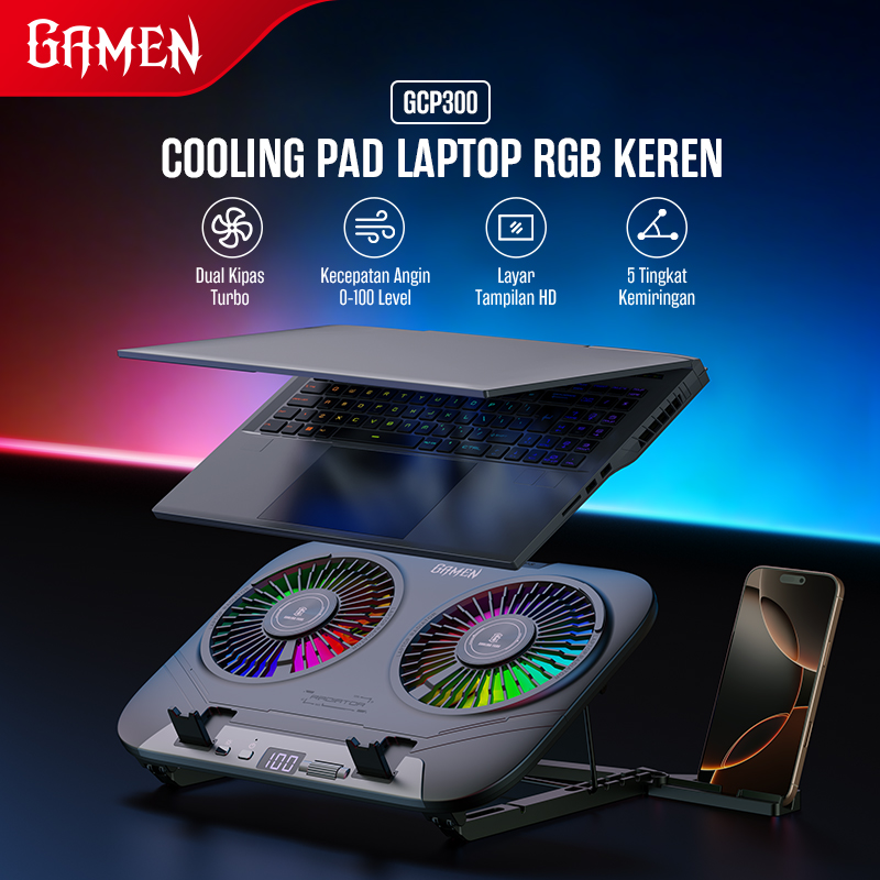 Jual GAMEN Cooling Pad Laptop Gaming Kipas 2 Inti Turbo 100 Level ...