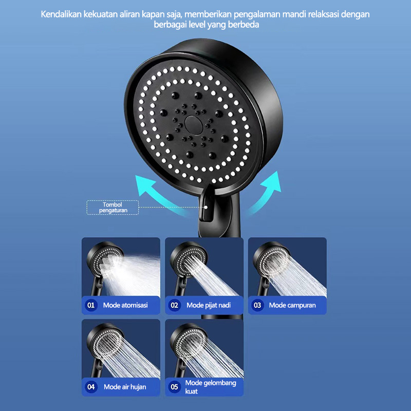 Jual Lenodi Kepala Shower Mandi Hitam Premium Portabel dengan Selang Shower Kamar Mandi Portabel ...