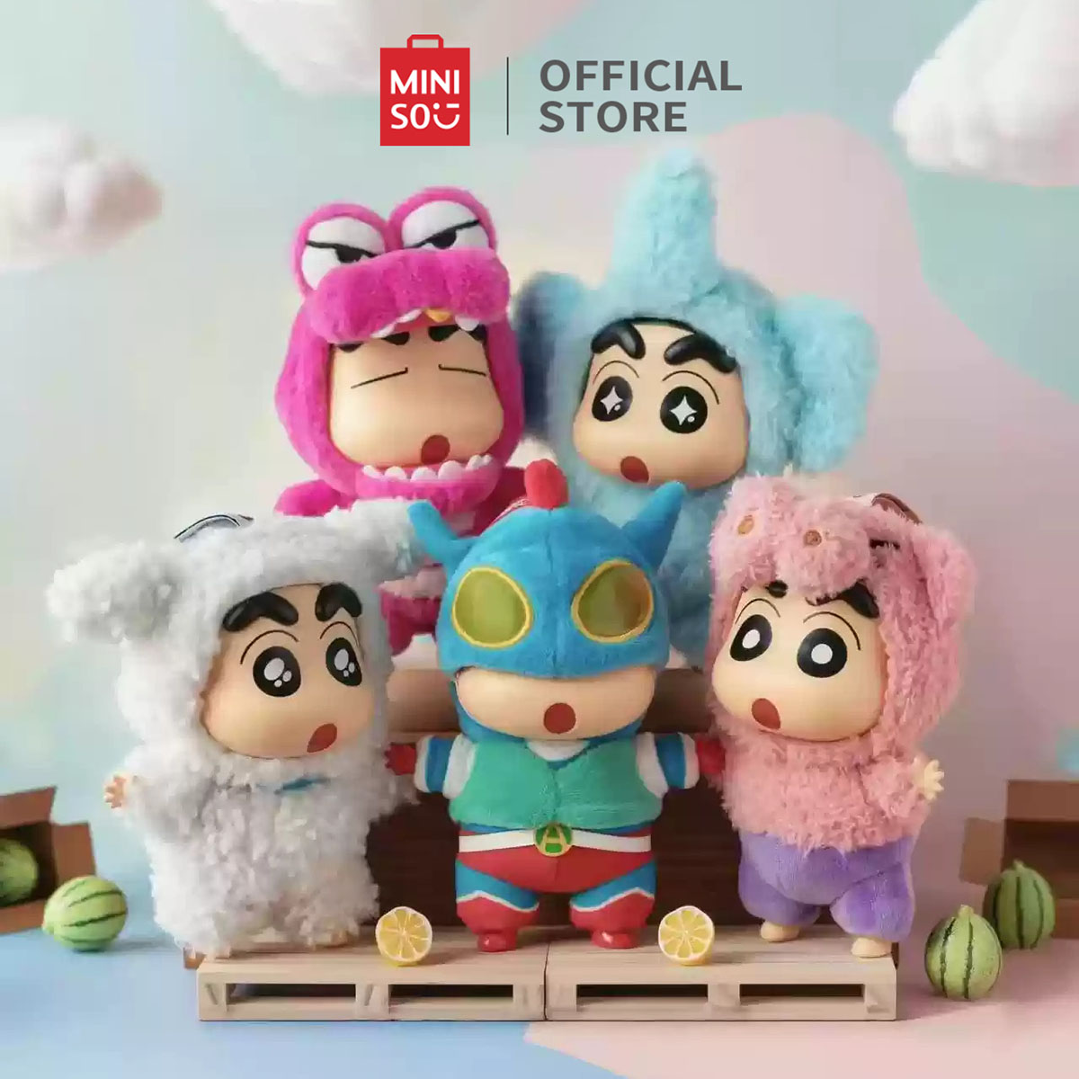 Jual Miniso X CRAYON SHINCHAN Vinyl Plush Blind Box Crayon Gantungan Face Plush KeyChain Charm ...