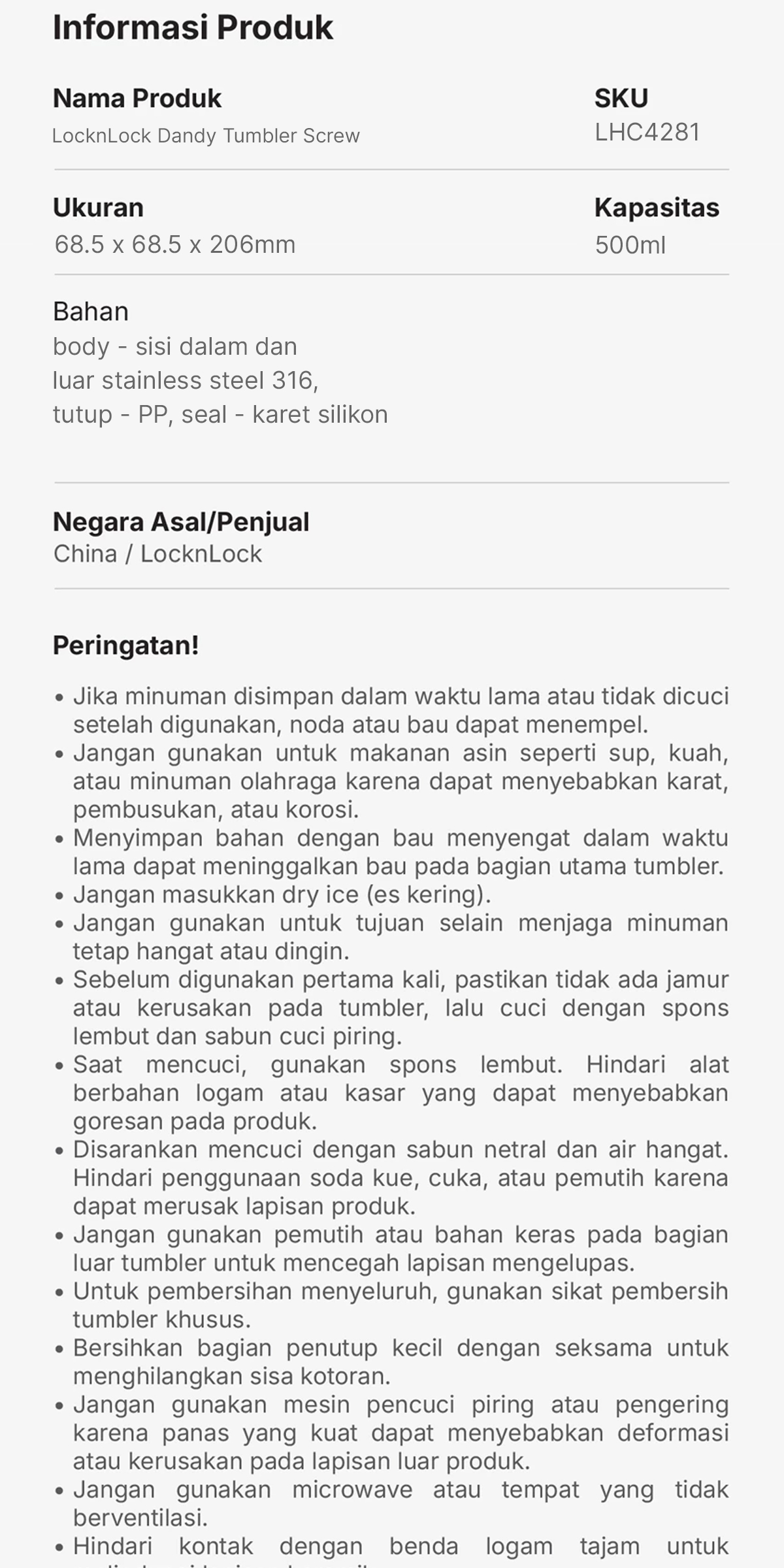 Jual LocknLock Dandy Tumbler Screw 500ml - LHC4281 | Shopee Indonesia