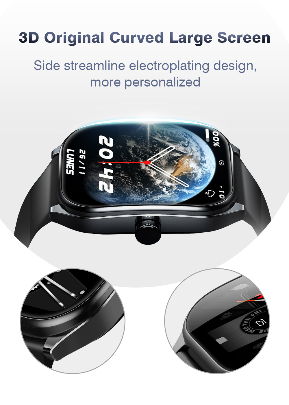 Jual Aolon Curve Smartwatch Original 2.01" HD 3D Flexible Surface ...