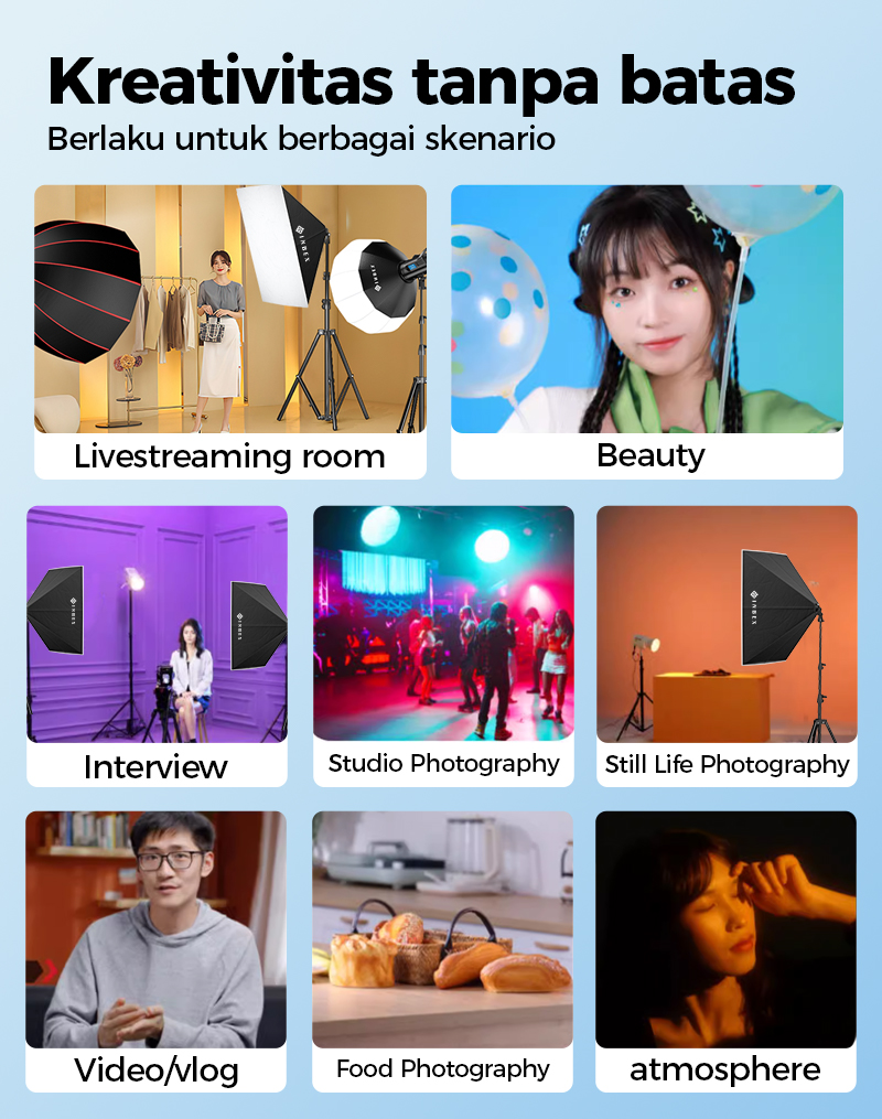 Jual INBEX Softbox Lighting Kit 3 Warna Kontent Kreator Live Streaming ...