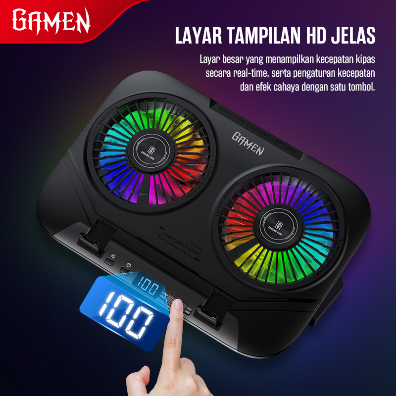 Jual GAMEN Cooling Pad Laptop Gaming Dual Kipas Turbo RGB Light GCP300 ...