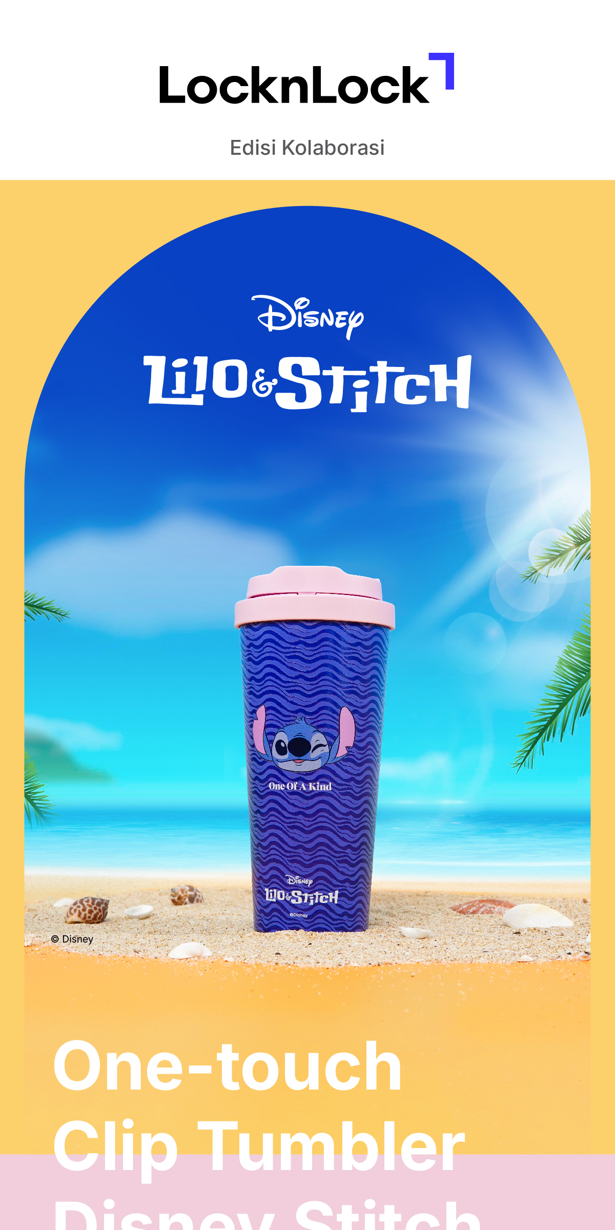 Jual LocknLock One Touch Clip Tumbler Disney Stitch Edition | Shopee ...