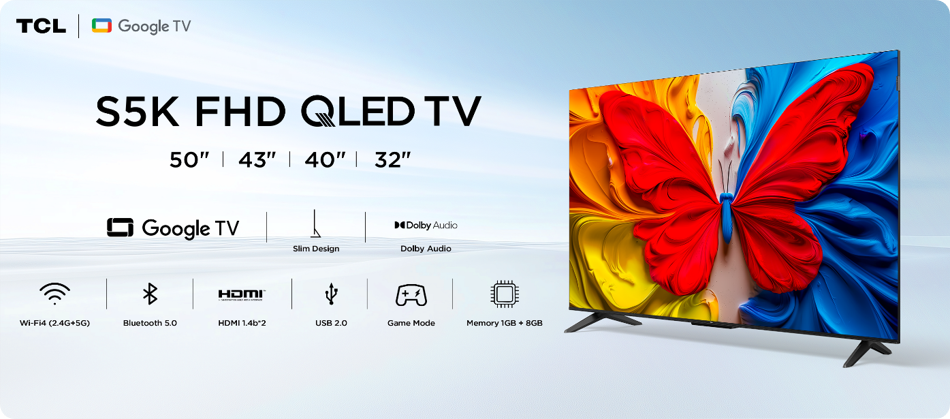 Jual TCL Smart Google TV QLED 32 40 & 43 Inch S5K & S4K FHD HDR10 WiFi USB HDMI Digital DVB-T2 ...