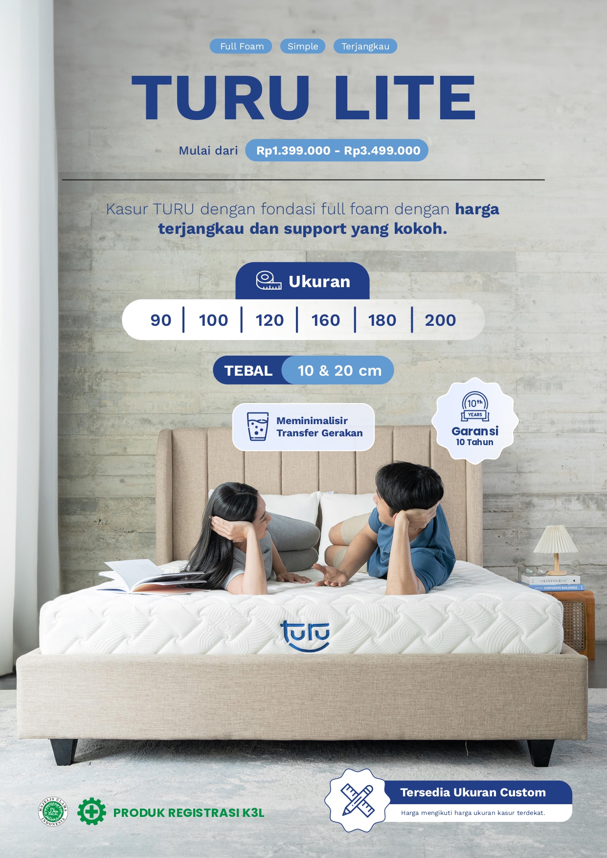 Jual Turu - Kasur Base Support Foam TURU LITE ukuran 160x200 (Queen Size) Free Bantal | Shopee ...