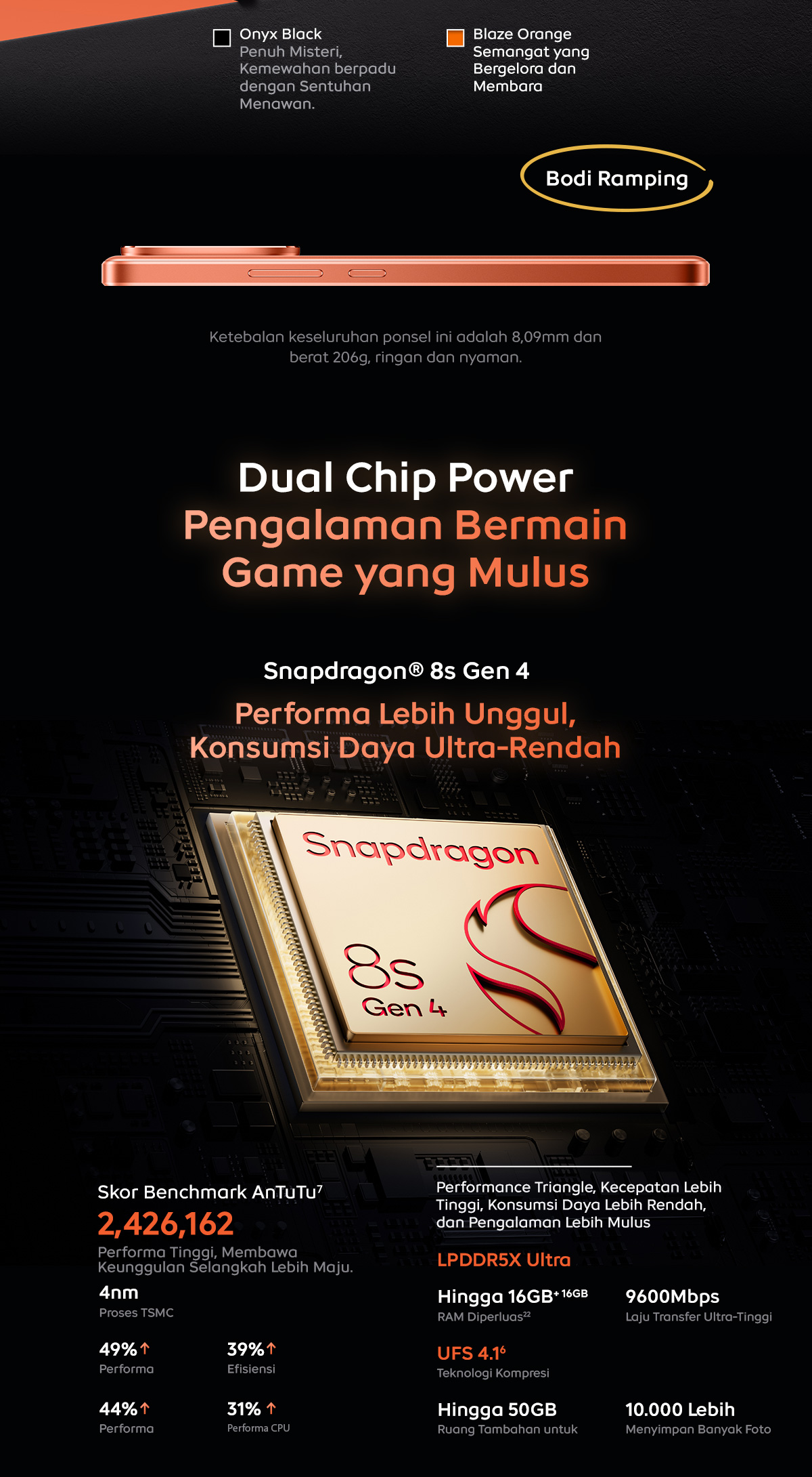 Jual vivo iQOO Neo 10, 1st Snapdragon 8s Gen 4 + Q1 (Dual Chipset), 7K ...
