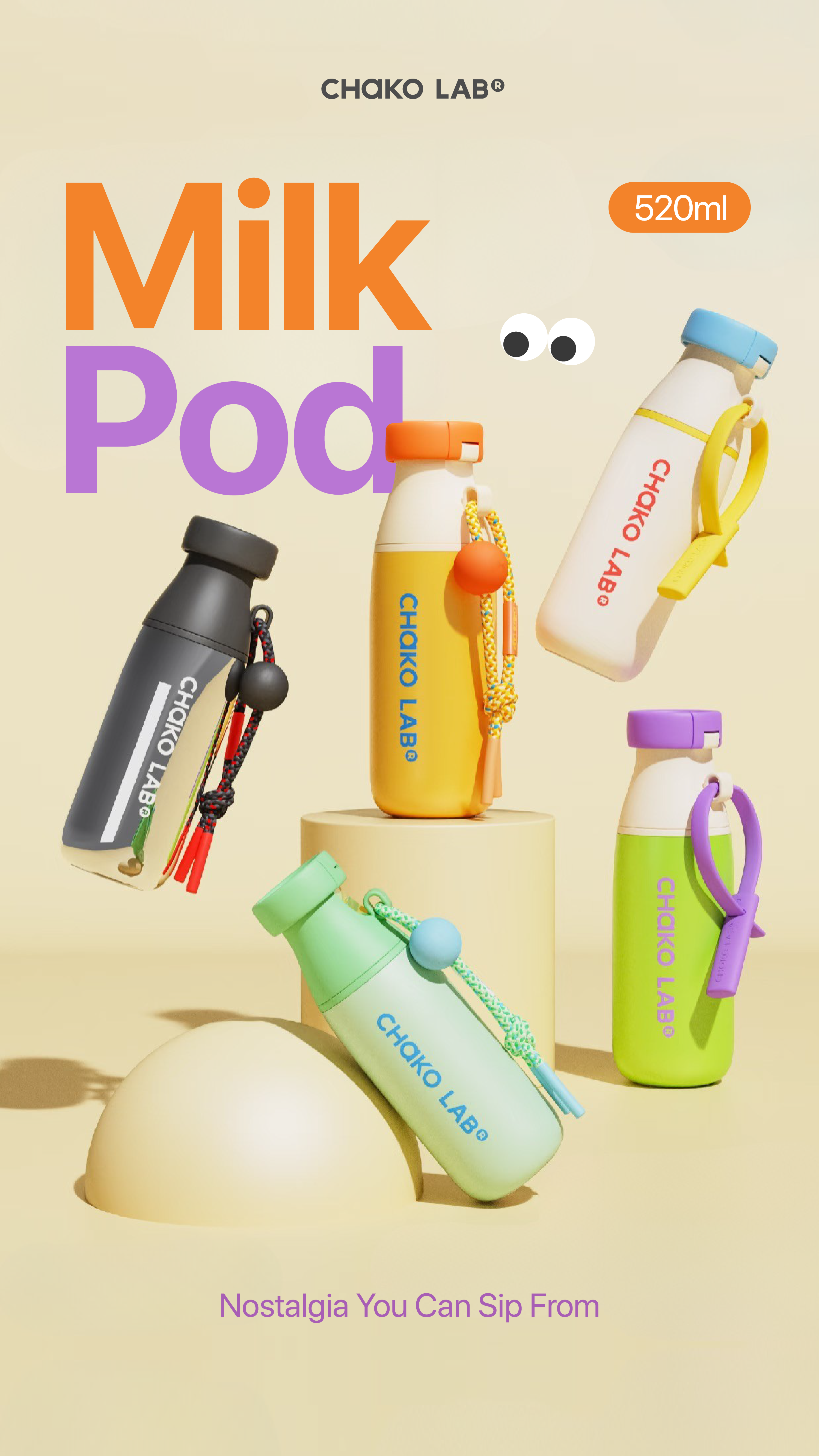 Jual CHAKO LAB Milk Pod Insulated Two-Ways Bottle 520ml - Taro Buzz ...