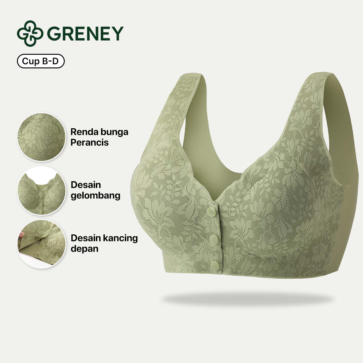 Jual GRENEY-L.W.L- Paket Bra (2 PCS) Rompi Renda Kancing Depan Pakaian ...