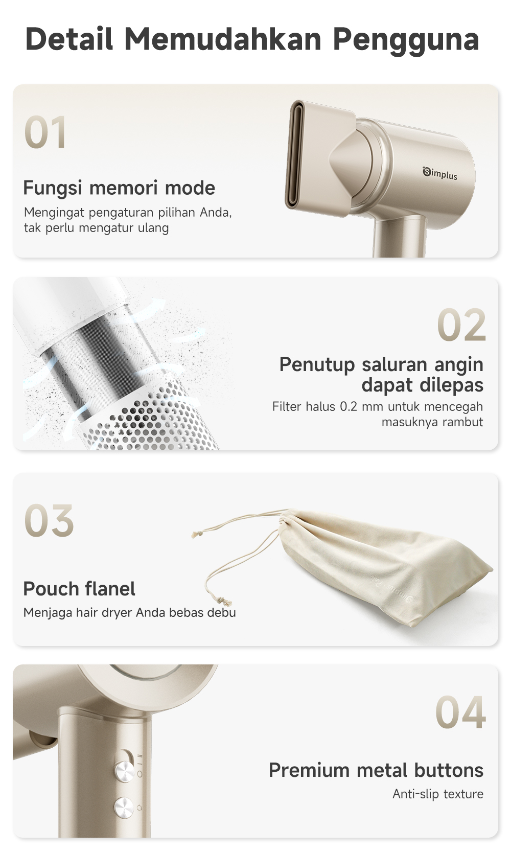 Jual Simplus Pengering Rambut High Speed Hair Dryer Kecepatan Tinggi Hyper-SIM Aura 200 Juta Ion ...