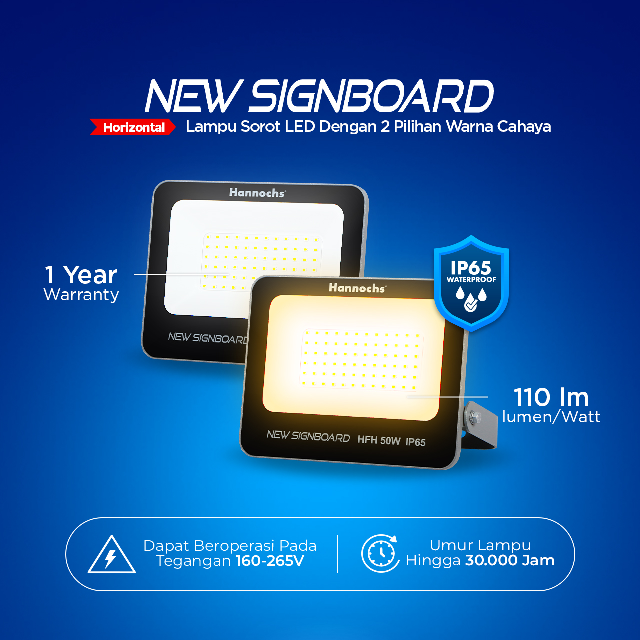 Jual Hannochs Lampu Sorot LED New Signboard HFH 50W Cahaya Putih isi ...