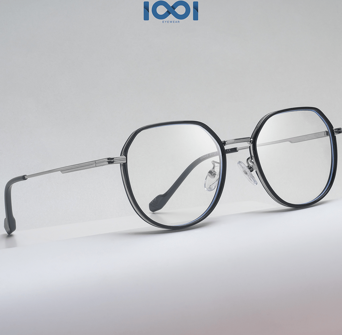 Jual IOOI Eyewear - Frame Kacamata Geometric Metal TR 90 Lentur Bisa ...
