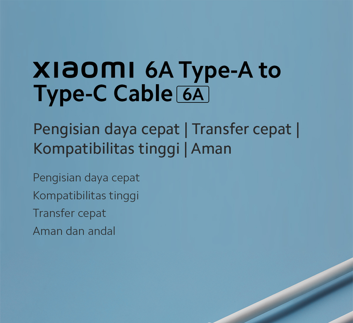 Jual Xiaomi Cable 6A Type A to Type C | Pengisian daya cepat | Transfer ...