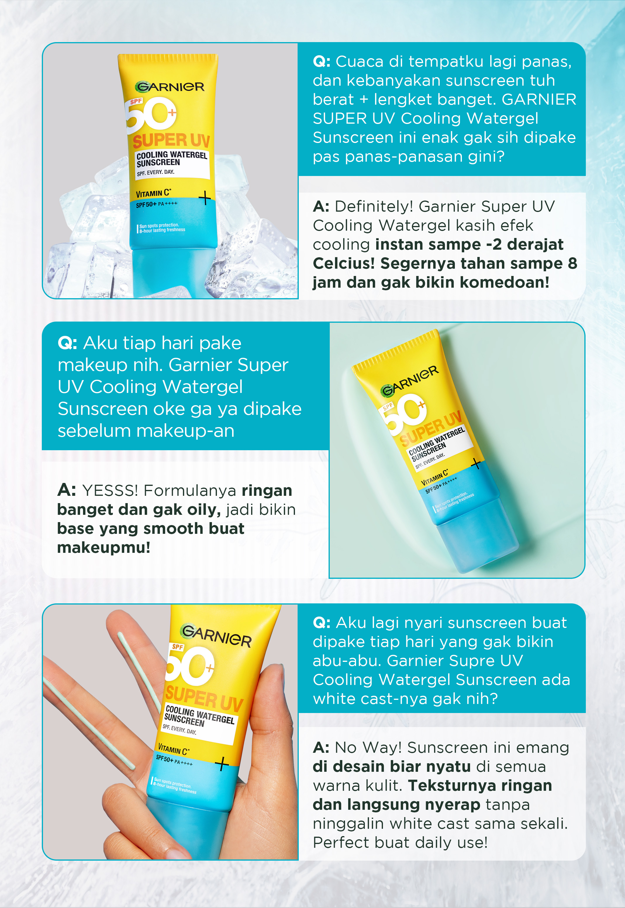 Jual GARNIER Super UV Cooling Watergel Sunscreen SPF 50+ PA++++ Vitamin C Skincare - 30ml ...