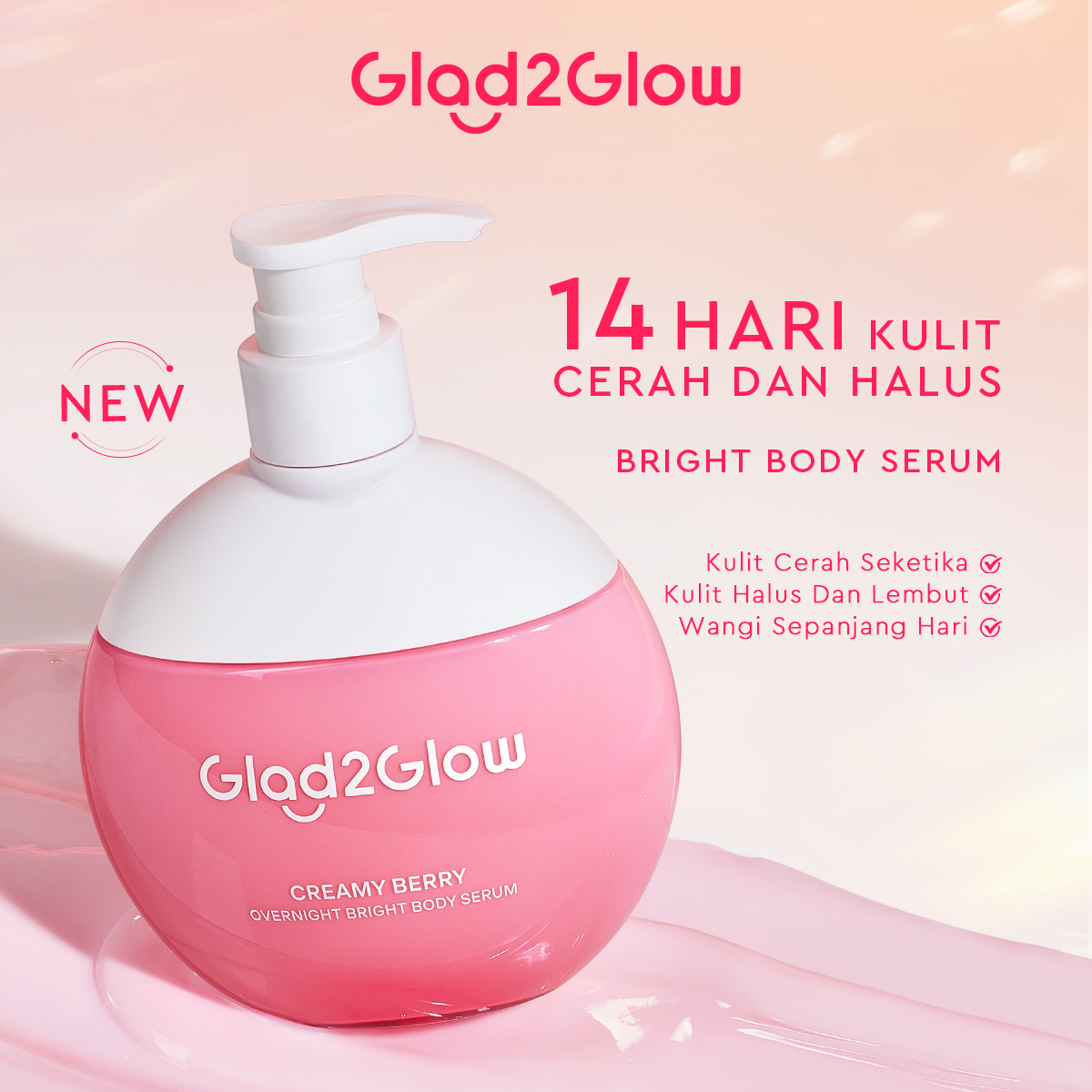 Jual Glad2Glow Bright & Moist Body Serum Series | Body Cream Body Lotion Brighten Moist & Smooth ...