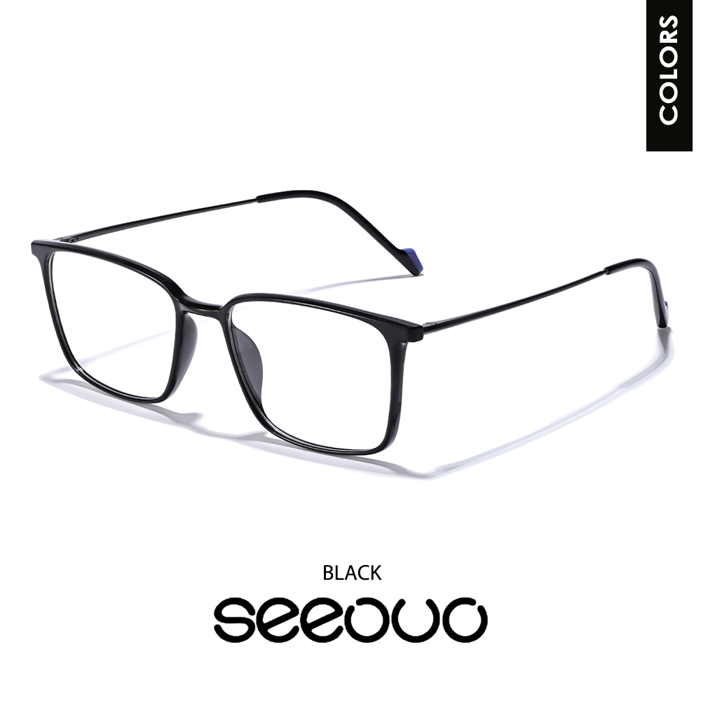 Jual Seeouo Frame Kacamata Plano Lens Bisa Minus Model Kotak Simple Fashion Glasses Unisex Pria ...