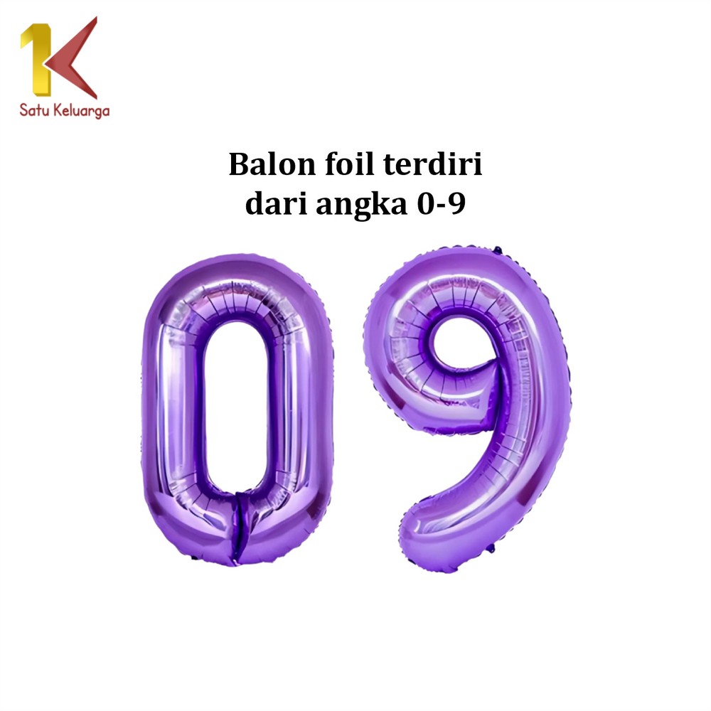Jual EC Satu Keluarga Balon Foil Angka 1 dan 3 Warna Ungu C390 Balloon ...