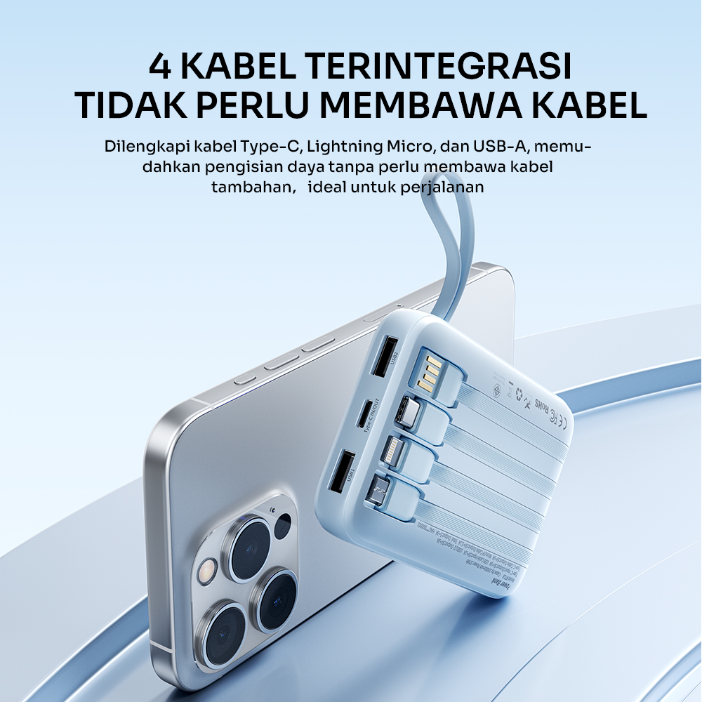Jual ROBOT Powerbank Fast Charging 10000mAh PD 15W With Port and Cable ...