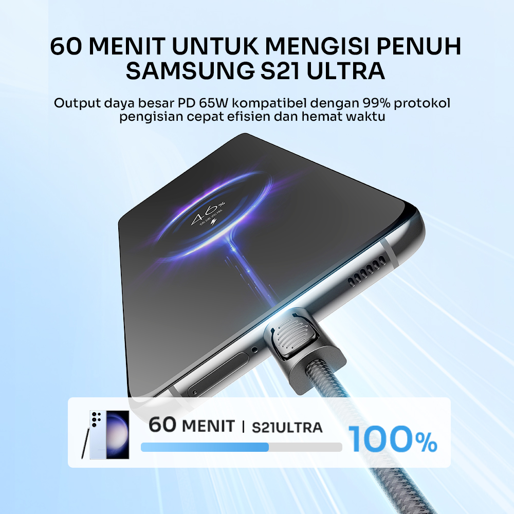 Jual ROBOT Kabel Data Fast Charging 65W Lanyard Tali Gantung Handphone ...