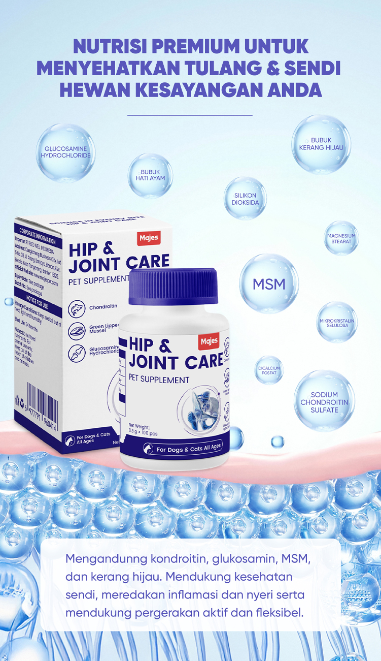 Jual Majes Hip & Joint Care Kesehatan Sendi Cat and Dog Supplements 100 ...
