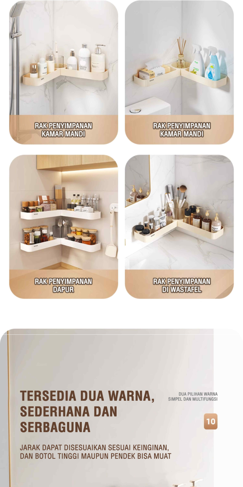 Jual ECOCO Rotating Corner Shelf - Rak sudut kamar mandi rak ...