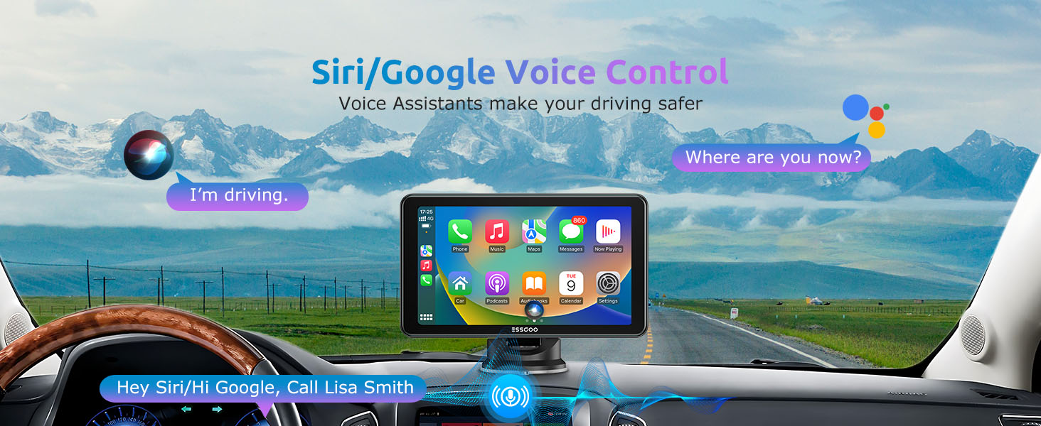 Jual ESSGOO 7inci Portable Carplay Nirkabel Portabel Multimedia Mobil ...