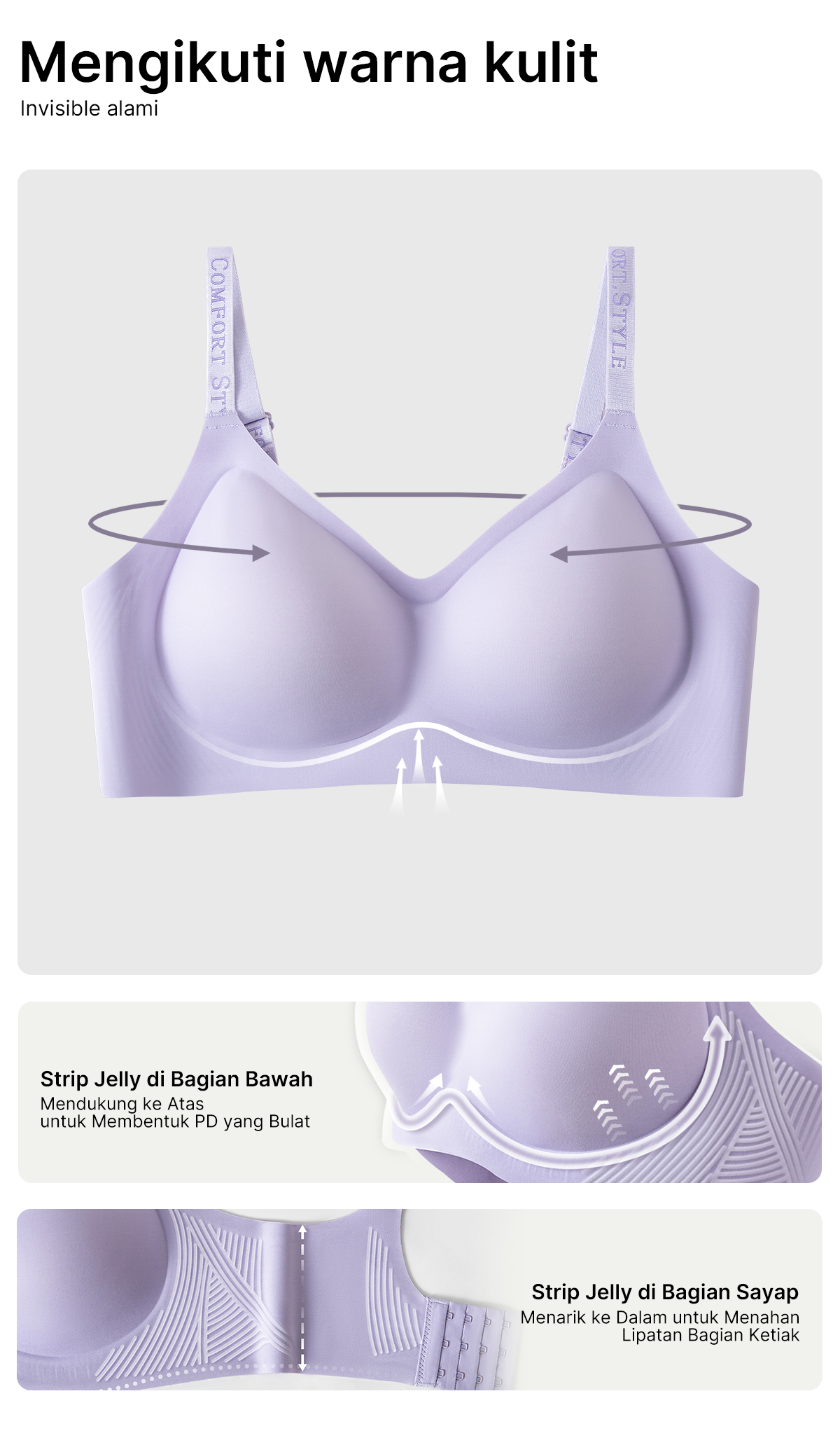 Jual GRENEY-Bra Set Bra Seamless Mulus Menopang Tali bahu huruf ...