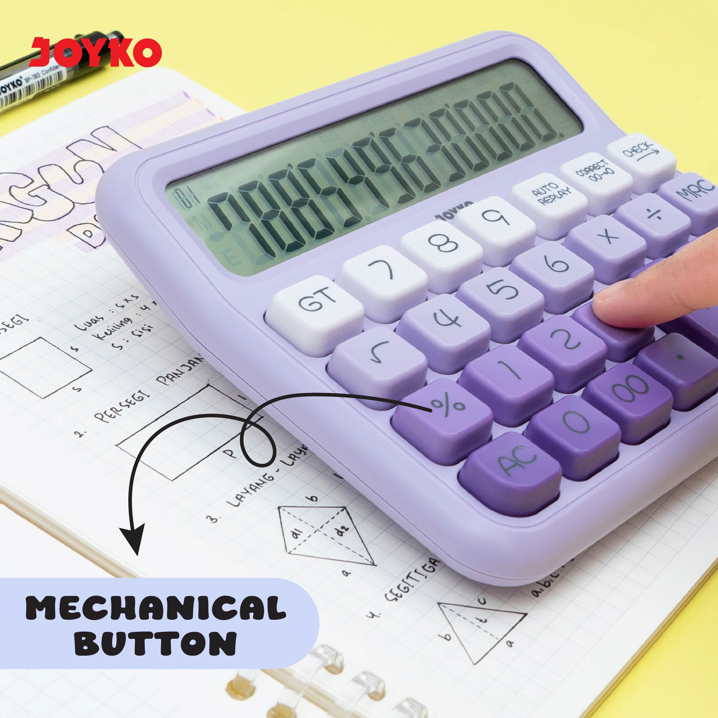 Jual JOYKO Calculator Kalkulator Aesthetic CC-63DCO 12 Digits Check ...