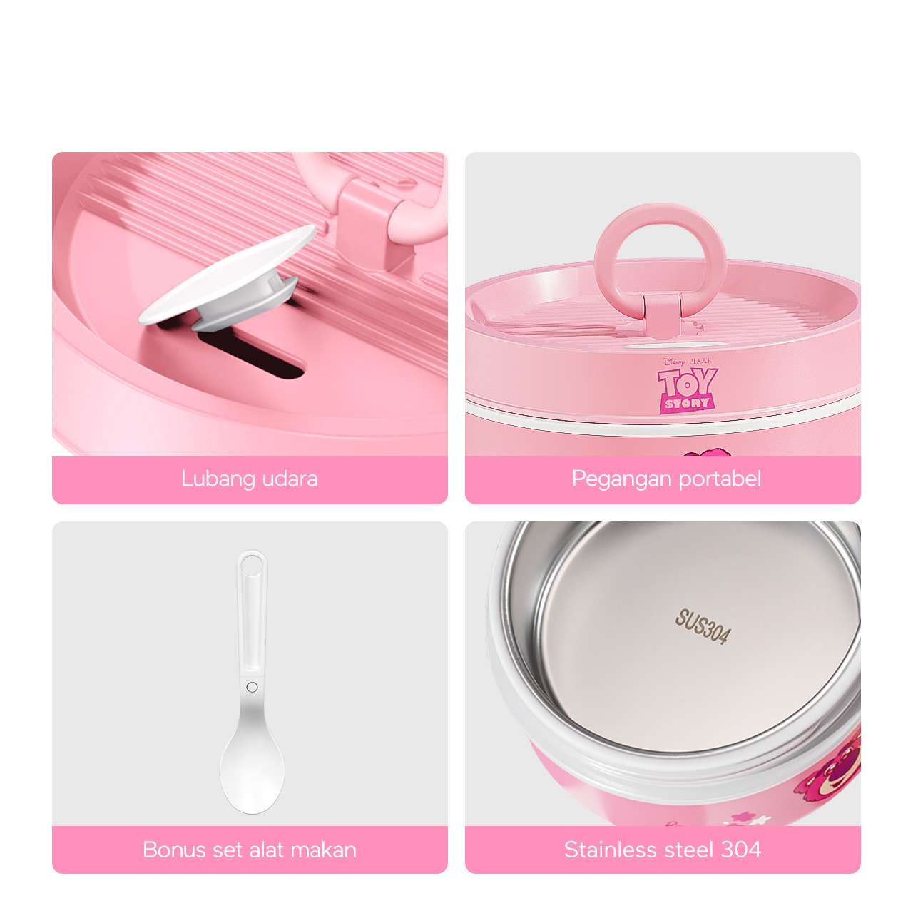 Jual ecentio lunch box tas set 3pcs lucu Disney lotso Kotak Makan anti ...