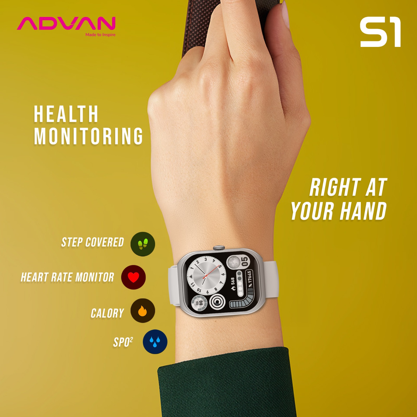 Jual [Best Deals] ADVAN Smartwatch S1 V2 | Ai Voice | IPS 2.01” Curve ...