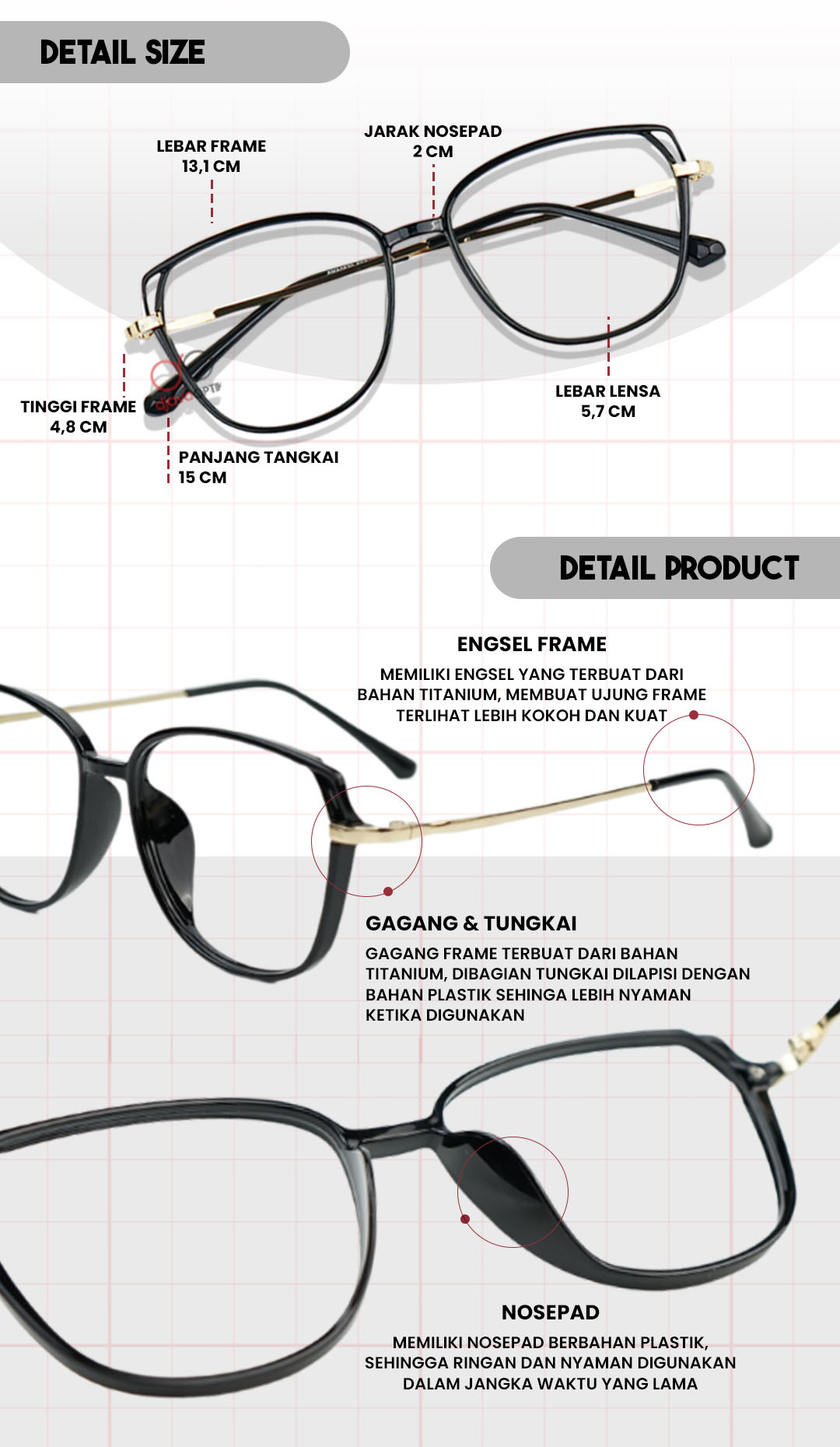 Jual DJAVA OPTIK - Frame Oliver - Kacamata Semi Cat Eye Plastik Lentur ...