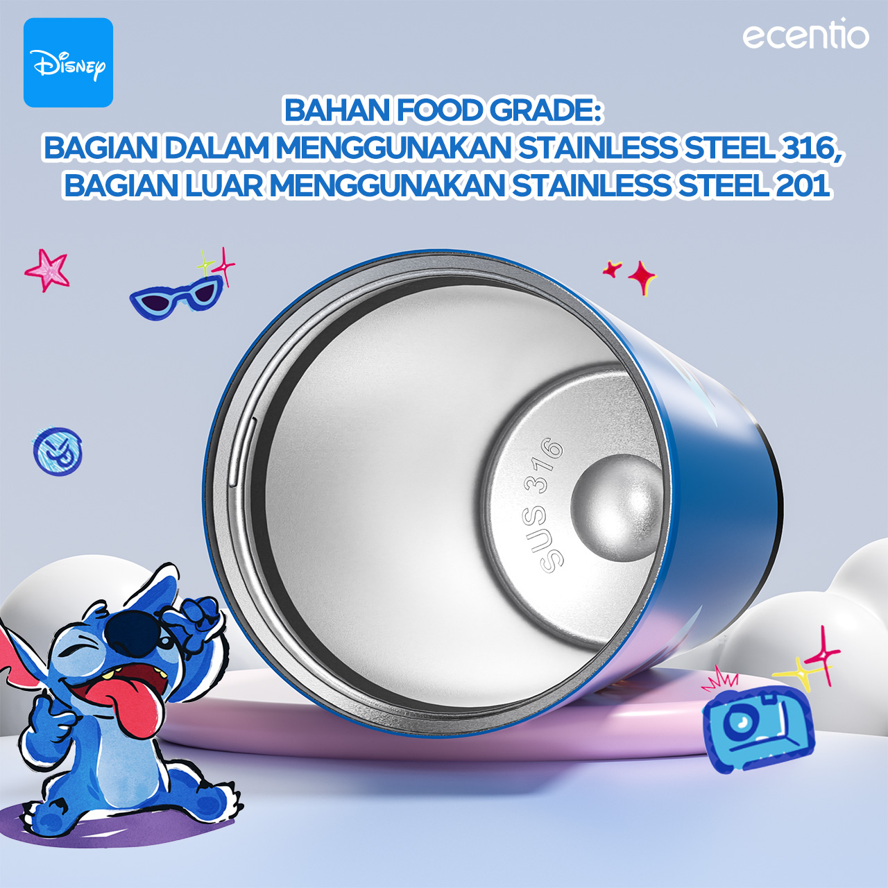 Jual ecentio X Toy story tumbler minum Disney lotso & stitch premium botol stainless 316 tahan ...
