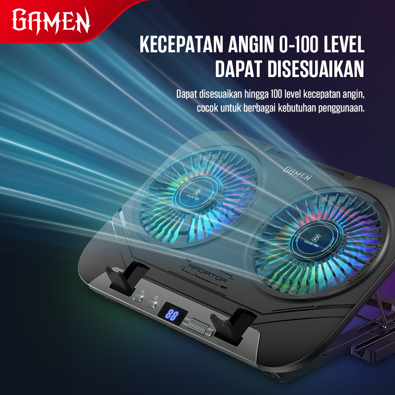 Jual GAMEN Cooling Pad Laptop Gaming Dual Kipas Turbo RGB Light GCP300 ...