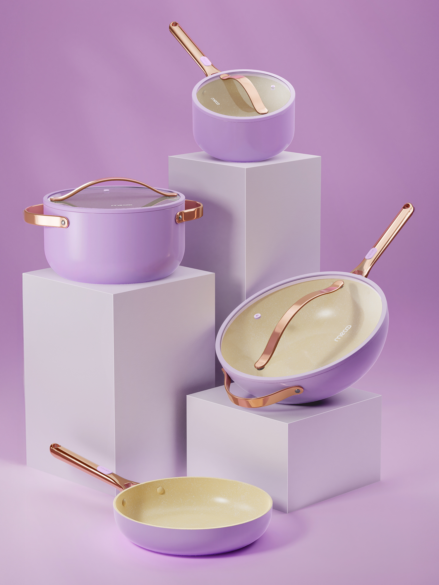 Jual MECOO Most Aesthetic Premium Non-stick Cookware Set 7 PCS Granit ...