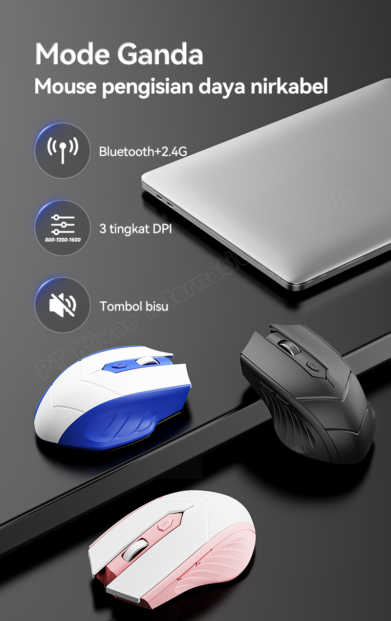 Jual KIVEE Mouse Wireless Bluetooth+2.4G Dual Modus KV-MOU37 500mAh ...