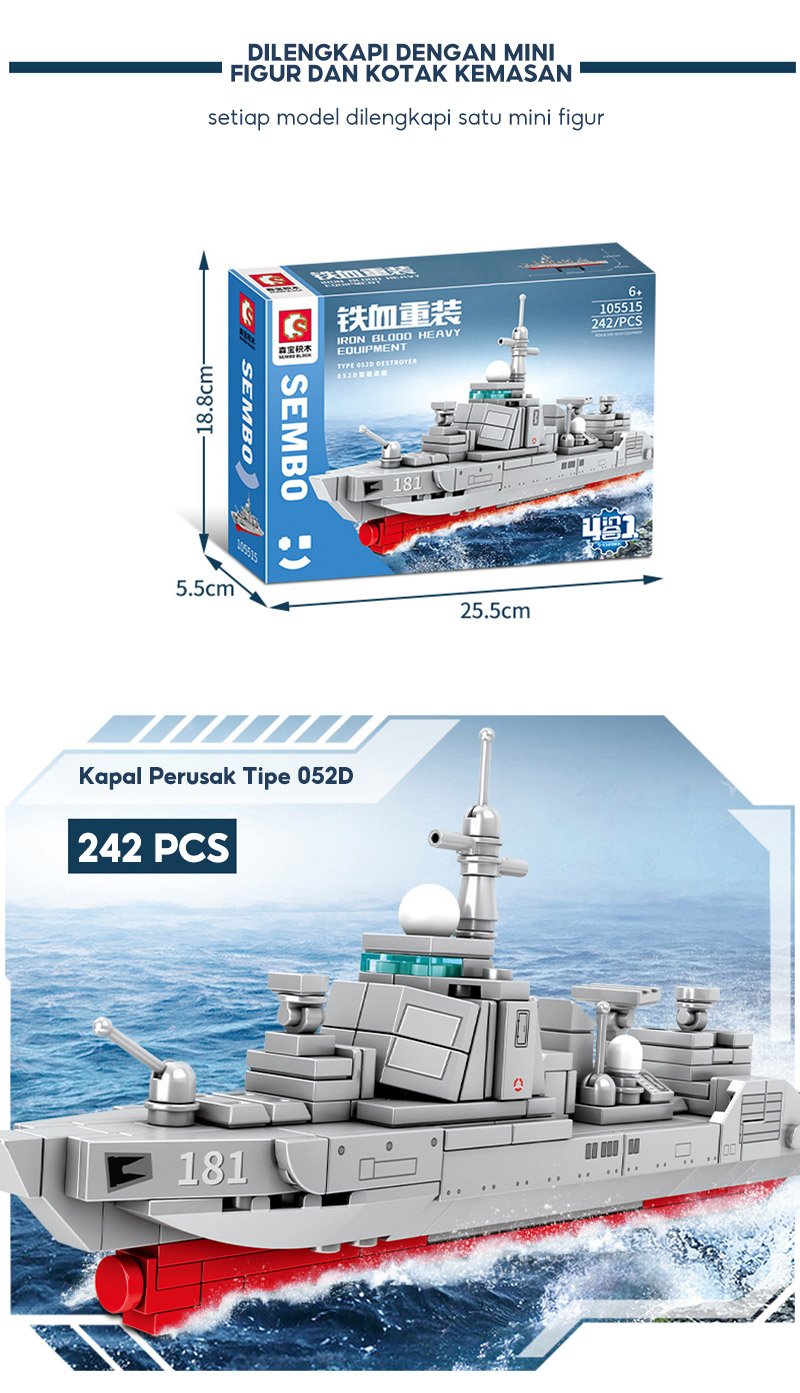 Jual OHSOME - SEMBO Destroyer Ship Battleship Set (4-in-1) / Block ...