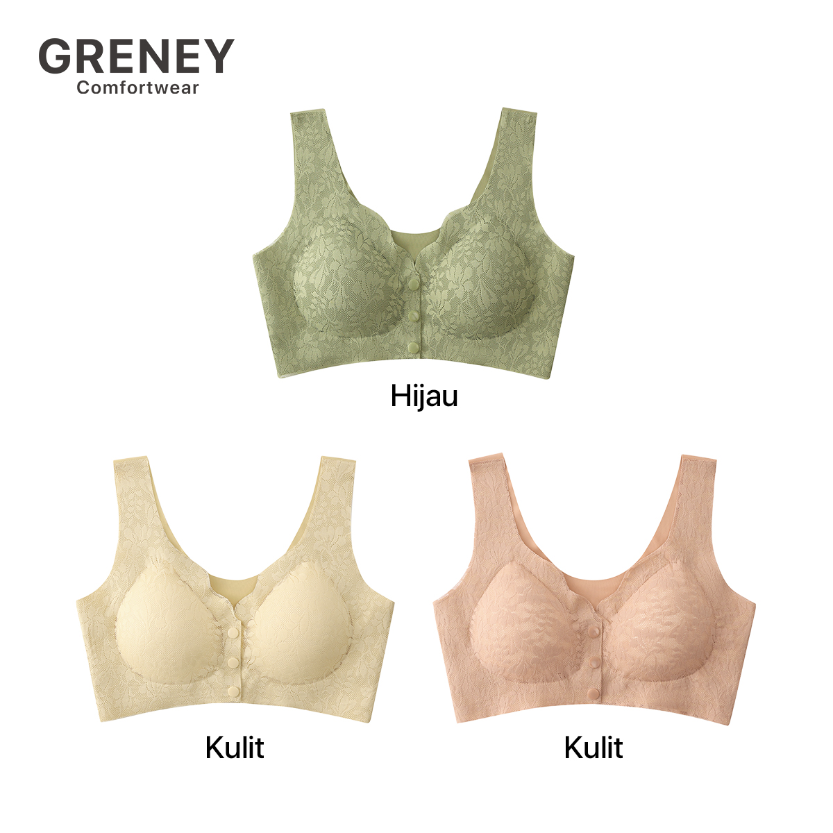 Jual GRENEY-L.W.L- Paket Bra (2 PCS) Rompi Renda Kancing Depan Pakaian ...