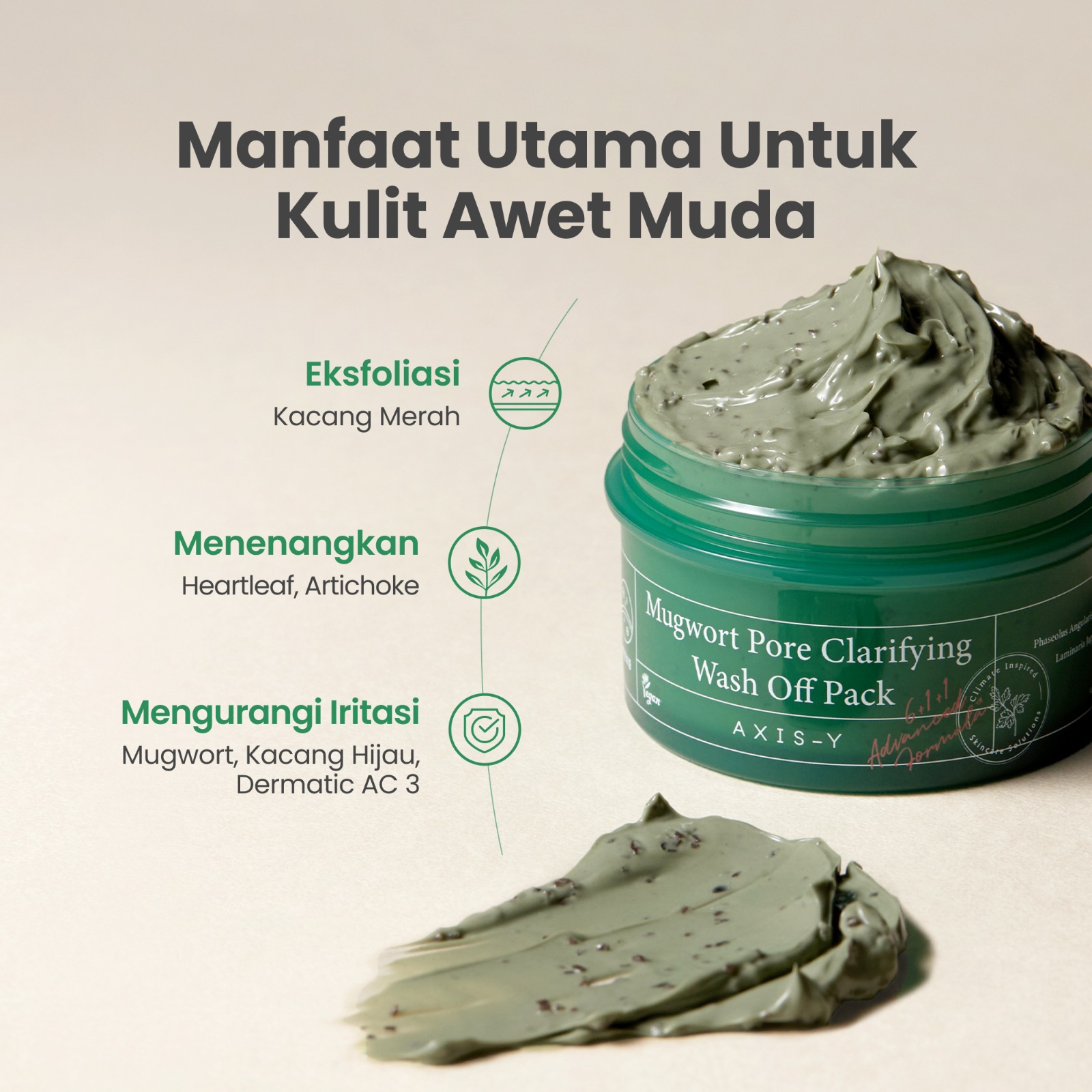 Jual AXIS-Y - Mugwort Pore Clarifying Wash Off Pack 50ml | Membersihkan ...