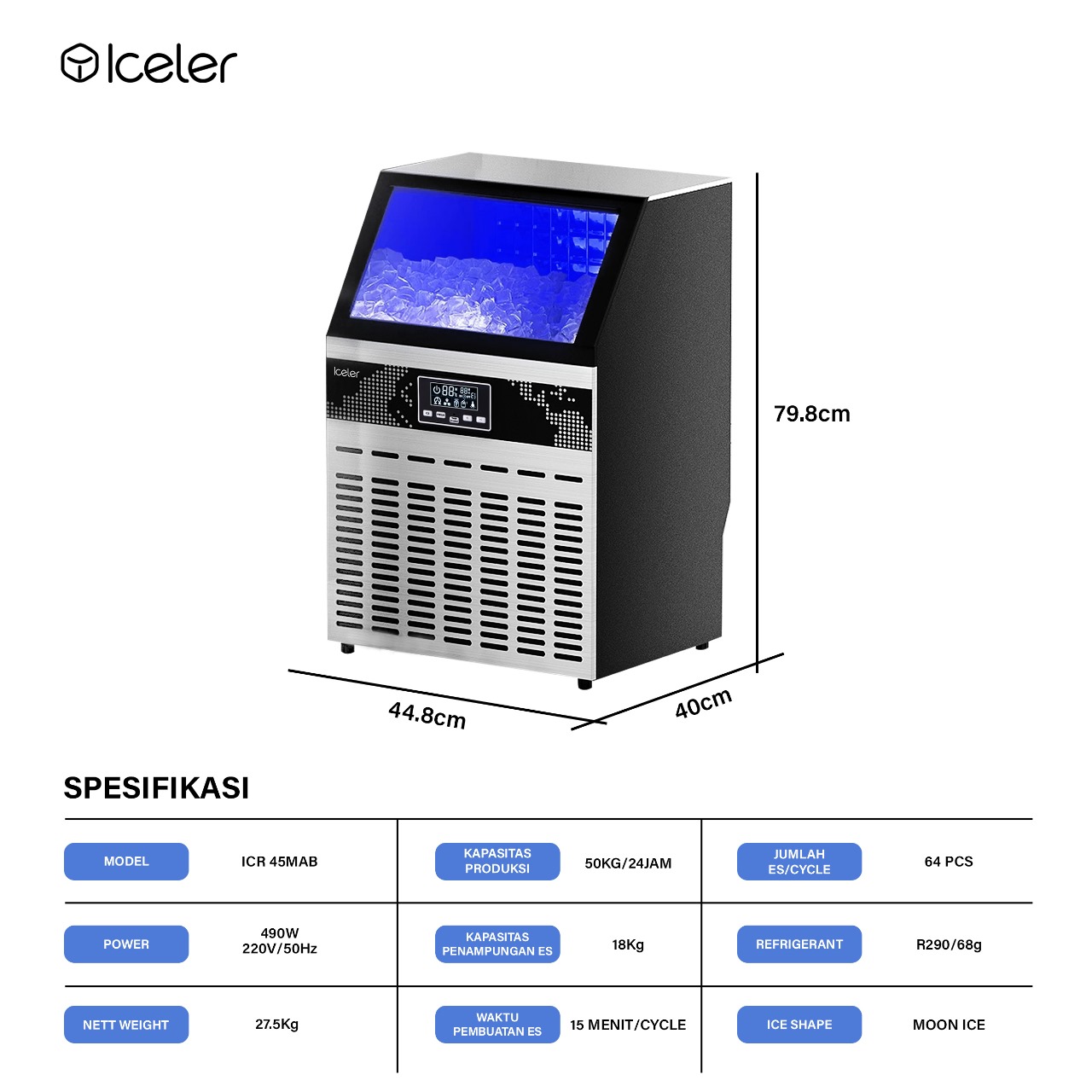 Jual Iceler Mesin Es Batu 65kg / 24 jam untuk Cafe Restoran | Shopee ...