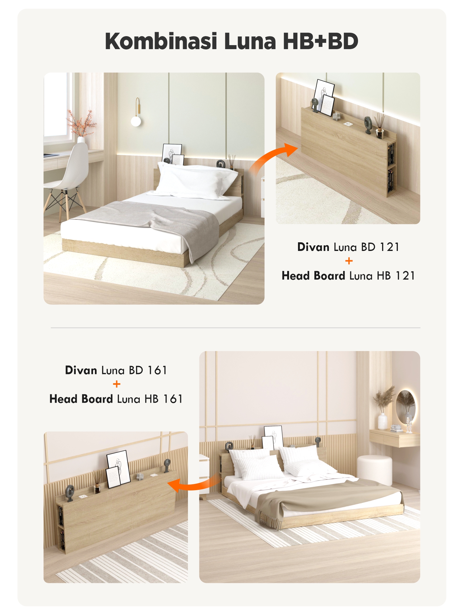 Jual Cubic Dipan Kasur 160 X 200 / Ranjang Tempat Tidur / LUNA BD 161 ...