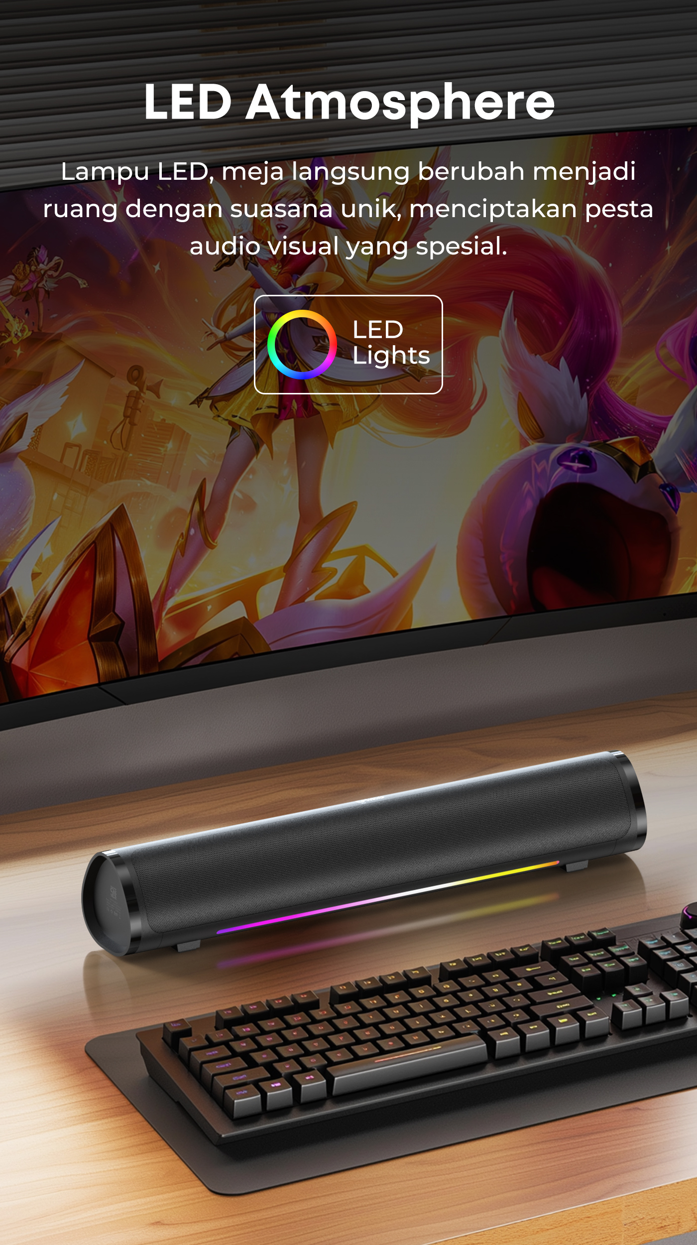 Jual Olike Soundbar Speaker Bluetooth S7H LED Input USB TF AUX Power ...