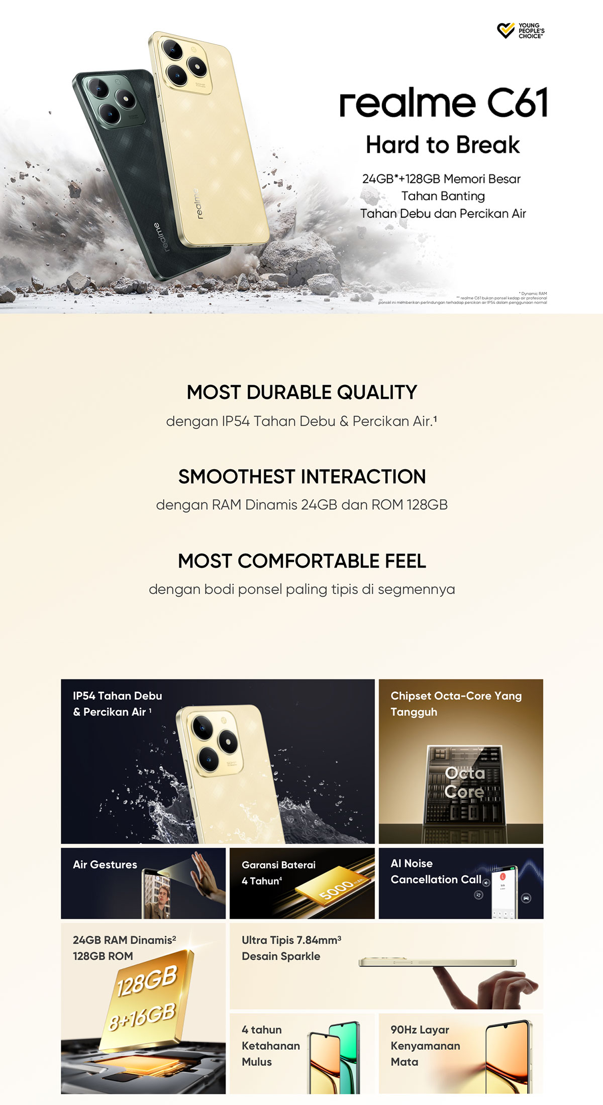 Jual realme Official Authentic C61 HP Baterai 5000mAh Tahan Lama IP54 ...