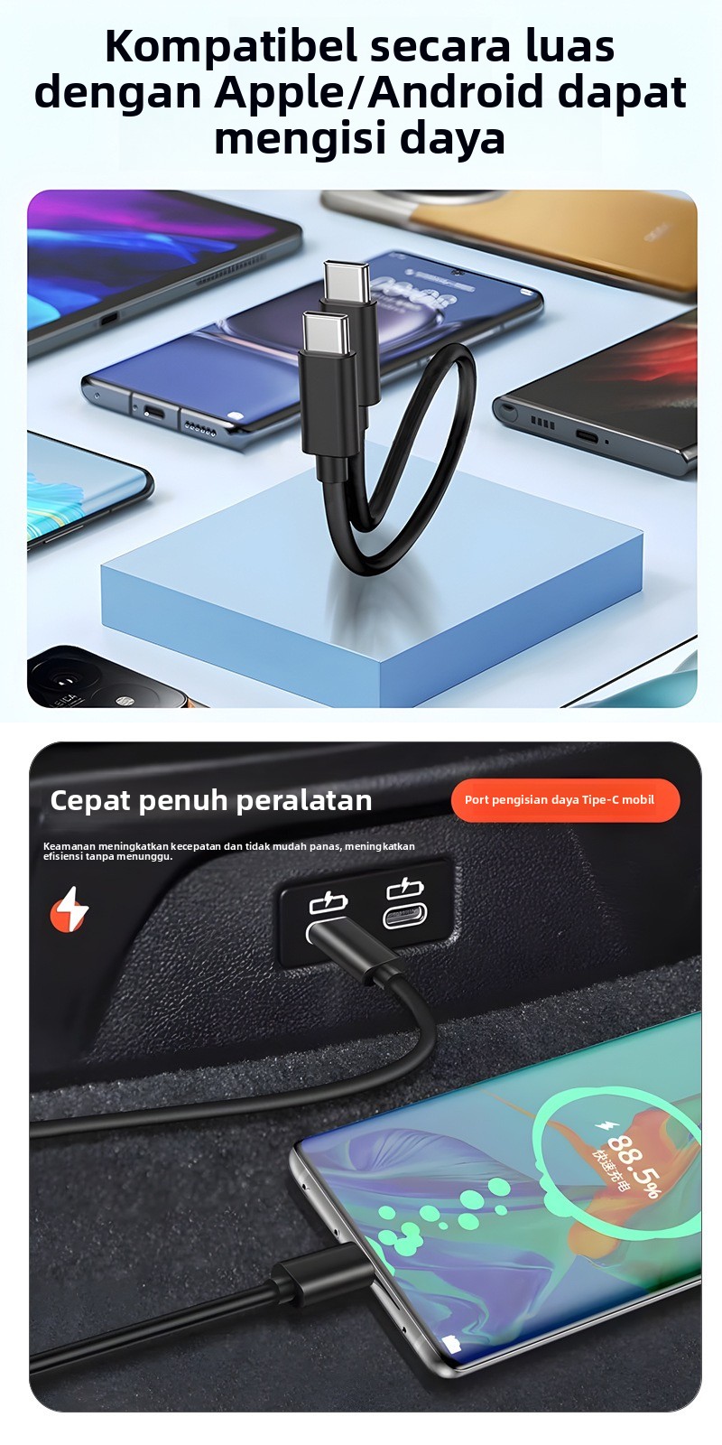 Jual GUKOO KABEL TYPE-C-C 60W FAST CHARGING Kabel Original PD 3.0 - Kompatibel HP Flagship 2021 ...