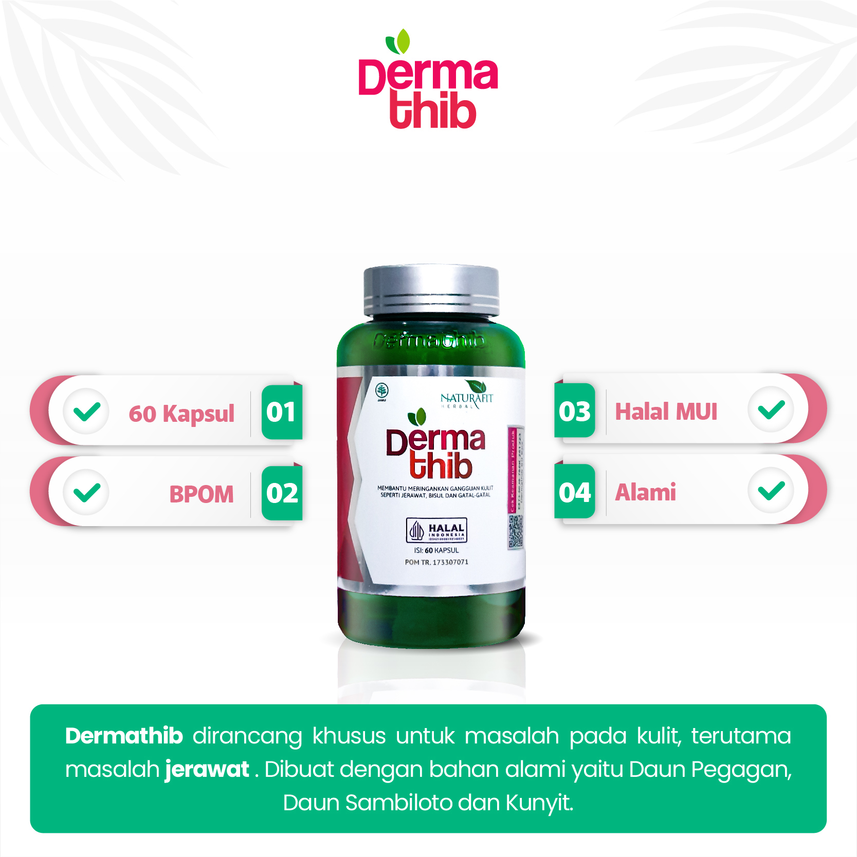 Jual Dermathib Suplemen Kapsul Obat Jerawat Bekas Acne Treatment isi 60 ...